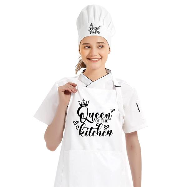商品名:  DYJYBMY Queen of The kitchen Chef Hat and Apron Set, Funny Chef Hat for Woman, Funny Cooking Grilling Apron Gift f...