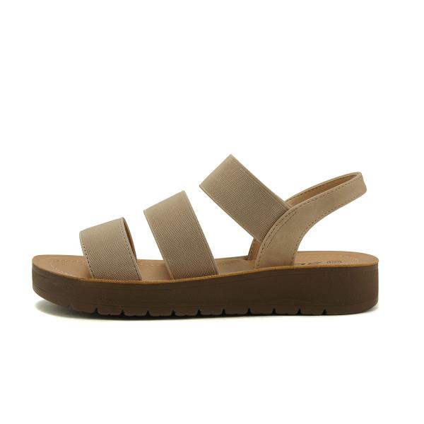 商品名: ソーダボタン~ レディース スリッポン カジュアル オープントゥ 伸縮性バンド アンクルストラップ付き ファッショングラディエーターサンダル, 小麦, 24 Soda BUTTON ~ Women Slip On Casual O...