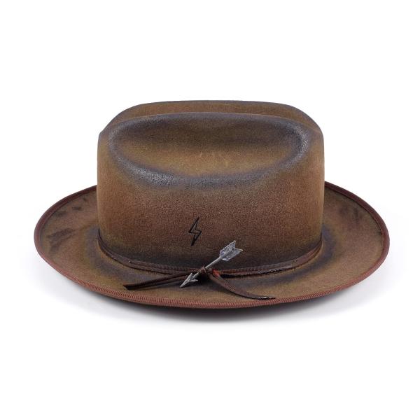 商品名:  Open Road Hat for Men Women Vintage Fedora Firm Outback Felt Hat Classic Wide Brim Distressed Burned Handmade Ranc...
