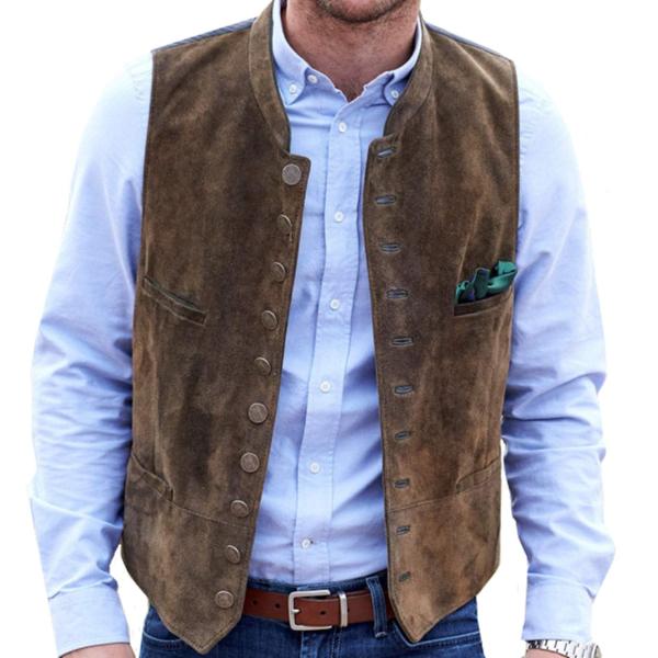 商品名:  Lilis Men's Suede Leather Suit Vest Casual Western Jacket Waistcoat, Brown, Large-X-Large (VT20122102BN)ブランド: Lili...