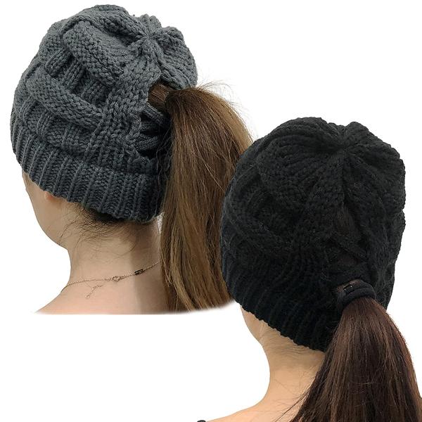 商品名:  PHOGARY Ponytail Hat Messy Bun Beanie for Women Warm Trendy Soft Stretch Criss Cross Hat for Women Knit Hats for W...