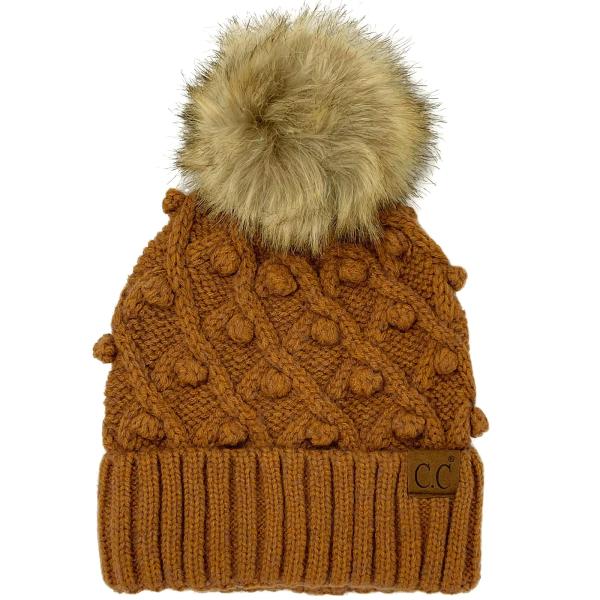 商品名: [ANICEMOON] C.C Winter Sherpa Fleeced Lined Chunky Knit Stretch Pom Pom Beanie Hat Cap (Handmade Bobble Ginger Brow...