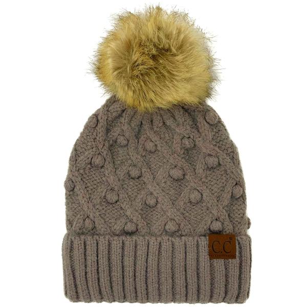 商品名:  C.C Winter Sherpa Fleeced Lined Chunky Knit Stretch Pom Pom Beanie Hat Cap (Handmade Bobble City Gray)ブランド: C.C高さ:...
