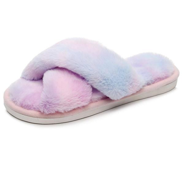商品名: [Crazy Lady] レディース ファジー ふわふわ ファー スリッパ サンダル オープントゥ 気持ちいい 自宅用 メモリーフォーム サンダル スライド ソフト フラット 快適 滑らない スパ 屋内 屋外 スリッポン 15.2...