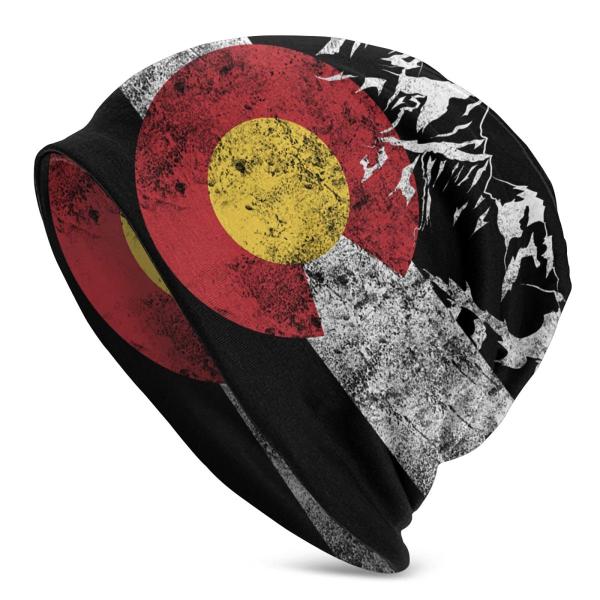 商品名:  Colorado Flag Vintage Mountain Beanie Hat for Men/Women Slouchy Beanie Ski Skull Cap Winter Thin Stretch Acrylic K...