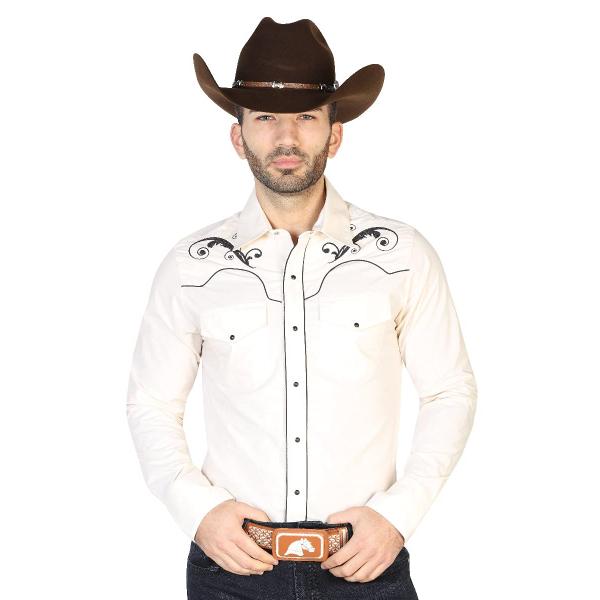 商品名:  Men's Western Shirt Embroidered Cowboy. Camisa Vaquera de Hombre bordada (Beige, 4XL)ブランド: El Senor de los Cielos商...