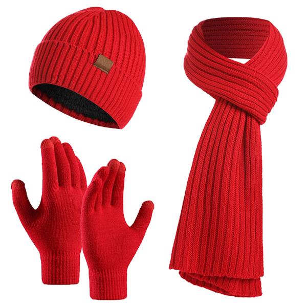 商品名:  3Pcs Winter Beanie Hat Scarf Gloves Set for Men Womens Ski Cap Touch Screen Mittens Suit Couples Matching Hats for...