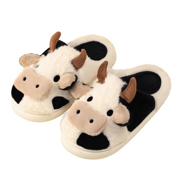 商品名: Gaolinci Pantuflas de algod〓n de vaca de dibujos animados, pantuflas de invierno para interiores y exteriores para ...