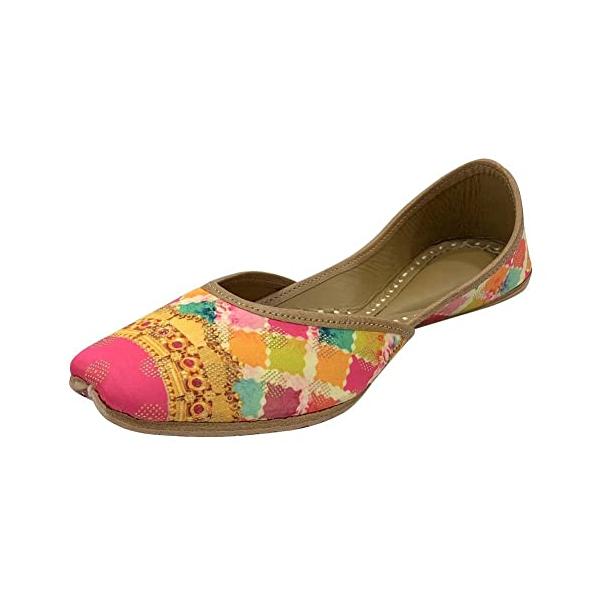 商品名: Punjabi Juttis マルチ レディース トラディショナル ブライダル ダブカ モジャリ ハンドメイド サンダル ソフトフラット エスニックシューズ, マルチカラー, 9 Punjabi Juttis Multi for ...
