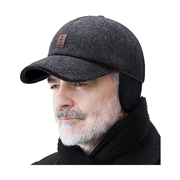 商品名:  RRiody Winter Baseball Cap for Men, Adjustable Warm Outdoor Sport Golf Cap Hats Dad Caps Earflaps Thicken 55-60CM ...