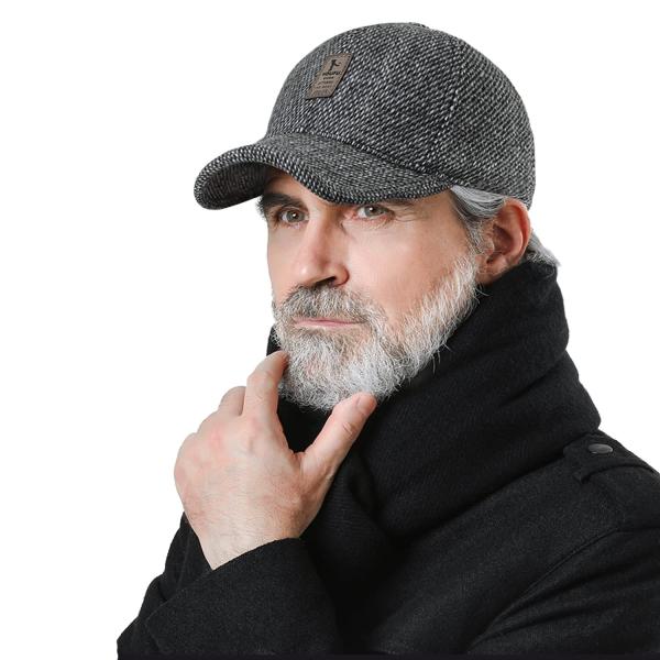 商品名:  Croogo Baseball Cap with Ear Flaps Winter Cap Men's Wool Warm Cap Outdoor Visor Sport Cap Old School Style Dad Hat...