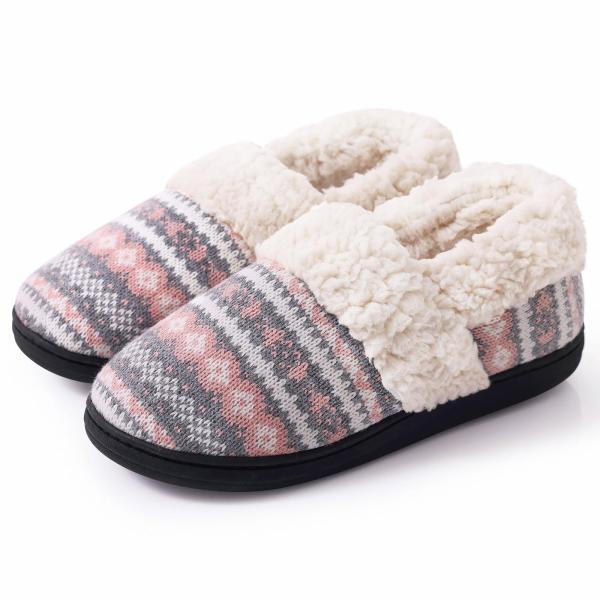 商品名:  Evshine Women's Fuzzy Memory Foam Closed Back Slippers Knit Fleece Lined House Shoes for Indoor &amp; Outdoor, Pin...