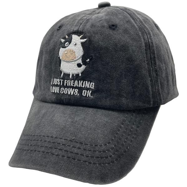 商品名:  Waldeal I Just Freaking Love Cows Ok! Women's Embroidered Baseball Cap Vintage Distressed Dad Hat Blackブランド: Walde...