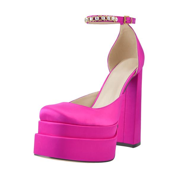 商品名:  Onlymaker Women's Party Square Toe Queen Sandals Platform Ankle Strap Crystal Stiletto Pumps Pink Size 12ブランド: Onl...