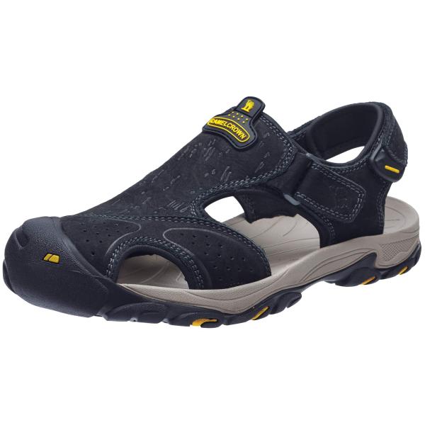 商品名: CAMEL CROWN メンズ ハイキングサンダル 防水 レザー フィッシャーマンサンダル アスレチック アウトドア ビーチ スポーツ 夏 クローズトゥ サイズ 7~12, ブラック7817, 12.5 CAMEL CROWN M...