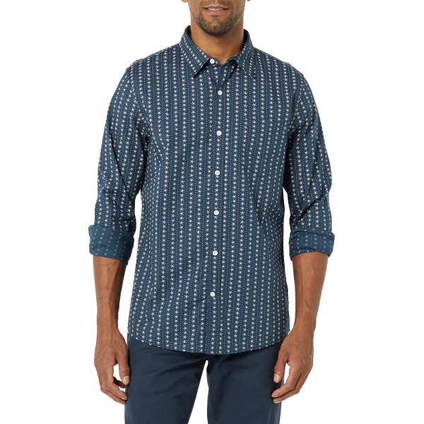 商品名: [Goodthreads] Tシャツ スリムフィット長袖ストレッチポプリンシャツ メンズ インディゴ, マイクロフローラル S Goodthreads Men's Slim-Fit Long-Sleeve Stretch Popl...