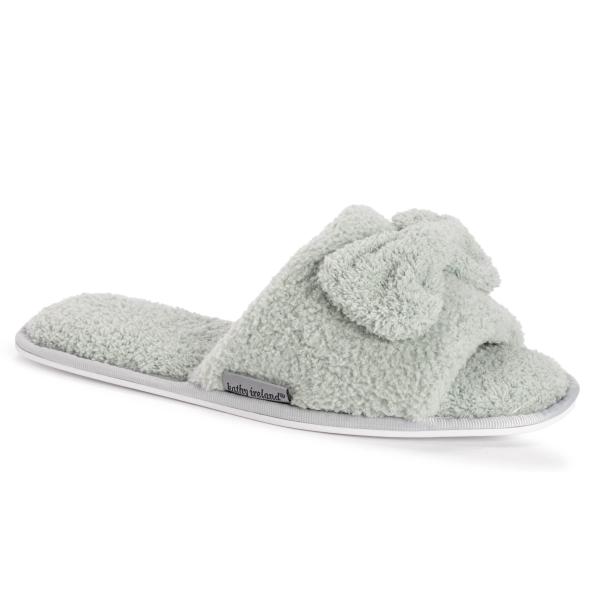 商品名: MUK LUKS レディース Kathy Ireland アザレア トウ リボンスライド スリッパ, ライトグリーン, M Kathy Ireland Women's Azalea Toe Bow Slide Slippers,L...