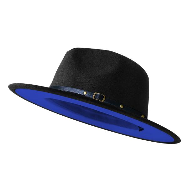 商品名:  KUJUHA Wide Brim Fedora Two Tone Dress Hat, Black&amp;blue, Small-Mediumブランド: KUJUHA商品サイズ: Small-Medium高さ: 35.9918...