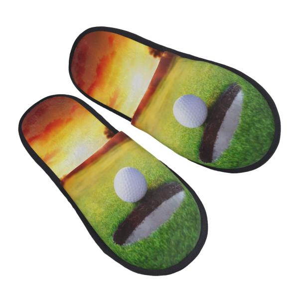 商品名:  KS-QON BENG Women's &amp; Men's Furry Slippers Golfing Ball On The Green Grass Print Warm Slipper Non-Slip House S...