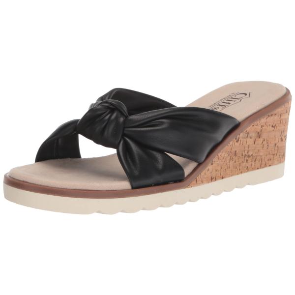 商品名: Cliffs by White Mountain Adrielle レディース ウェッジサンダル, ブラック/スムース。, 9 CLIFFS BY WHITE MOUNTAIN Adrielle Women's Wedge San...