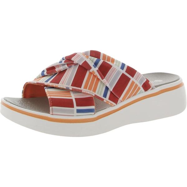 商品名: BZees Take A Bow, アイランドストライプ生地, 6.5 BZees Womens Take A Bow Faux Leather Slip On Wedge Sandals Red 6.5 Medium (B,M)...