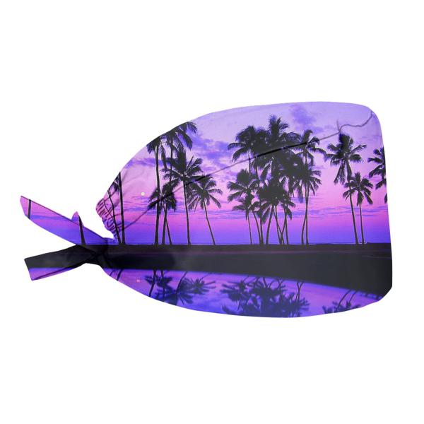 商品名:  Biyejit Hawaiian Beach Palm Tree Print Working Hat with Sweatband Breathable Headgear Cap for Work Universal Fit O...