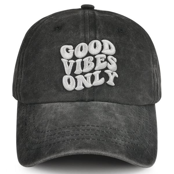 商品名:  Gxaxyoupe Funny Baseball Cap for Women Men, Positive Good Vibes Only Gifts, Adjustable Washed Cotton 3D Embroidere...
