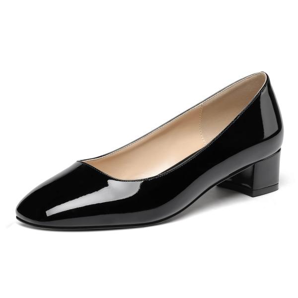 商品名:  WAYDERNS Women's Black Slip On Low Heel 1.5 Inch Chunky Patent Leather Square Toe Pumps Shoes Size 7.5 - Zapatos F...