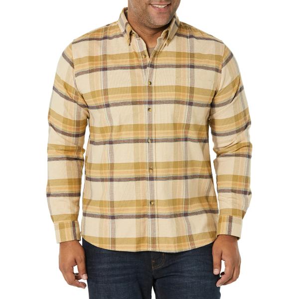 商品名: [Goodthreads] シャツ Slim-fit Long-sleeve Stretch Oxford Shirt With Pocket メンズ タン チェック柄 3XL Goodthreads Men's Slim-Fit...