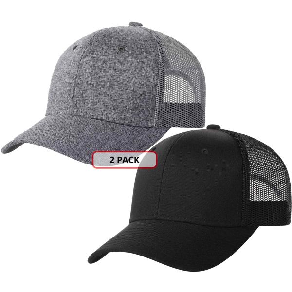 商品名:  TSSGBL 2 Pack Snapback Mesh Trucker Hat Plain Summer Cool No-Logo Ball Caps for Men,Adjustable Blank Trendy Work B...