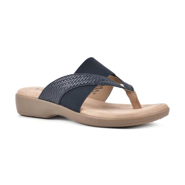 商品名: CLIFFS BY WHITE MOUNTAIN Bumble レディース トングサンダル, ネイビー/織物/スムーズ, 24.5 CLIFFS BY WHITE MOUNTAIN Bumble Women's Thong San...