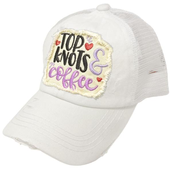 商品名:  C.C Ponytail Criss Cross Messy Buns Ponycaps Baseball Cap Dad Trucker Mesh Hat (Distressed Patch Top Knots and Cof...