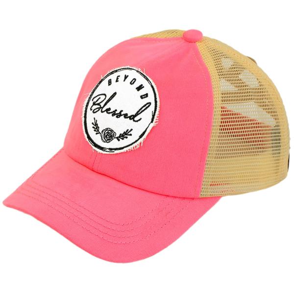 商品名:  C.C Ponytail Criss Cross Messy Buns Ponycaps Baseball Cap Dad Trucker Mesh Hat (Patch Beyond Blessed Pink)ブランド: C....