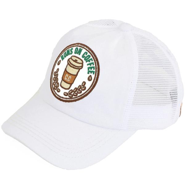 商品名:  C.C Ponytail Criss Cross Messy Buns Ponycaps Baseball Cap Dad Trucker Mesh Hat (Patch Runs on Coffee White)ブランド: C...