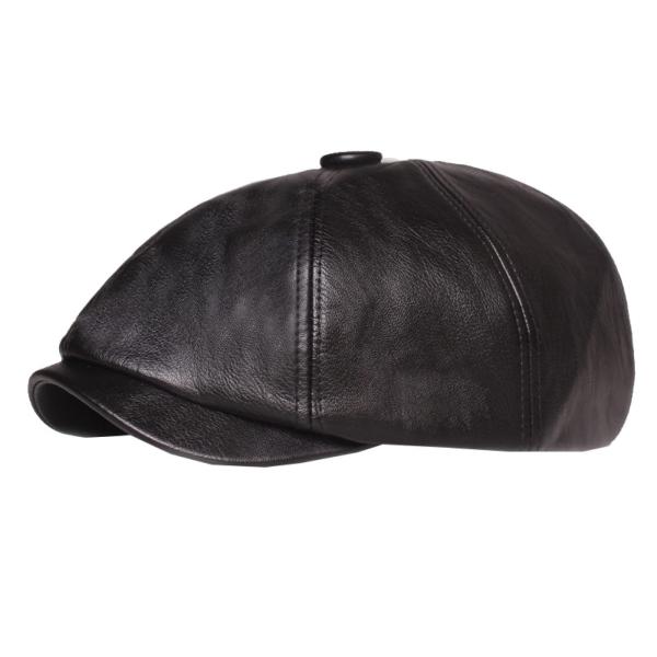 商品名:  Mens Adjustable PU Leather Flat Cap Newsboy Hat Winter Vintage 8 Pieces Fishing Cabbie Hat for Husband Blackブランド: ...