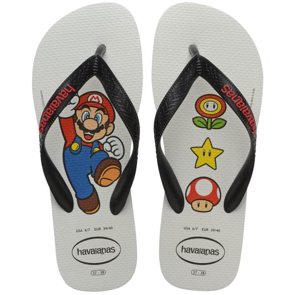 商品名: ハワイアナス, ホワイト/ブラック, 8 US Havaianas Mario Bros Flip Flops - Mario Bros Summer Sandals for Men &amp; Women - White/Bla...