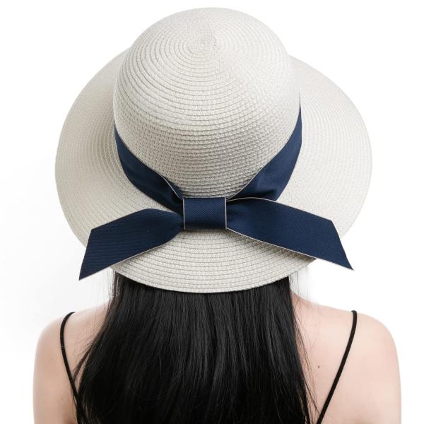 商品名:  FARVALUE Women's Sun Beach Straw Hat Foldable Floppy Hats Summer UV Protection Wide Brim Travel Beach Cap Beigeブラン...