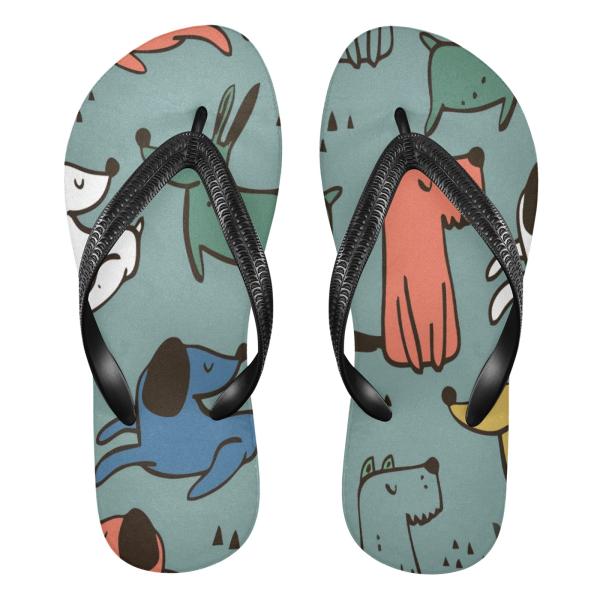 商品名:  Drawing Dogs Womens Flip Flops Colorful Animal Print Summer Beach Sandals Casual Thong Slippers Comfortable Shower...