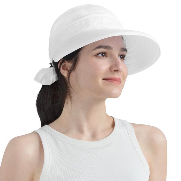 商品名:  SUN CUBE Women Sun Hat for Outdoor UV Protection, Wide Brim Sun Hat Ponytail, Convertible Zip-Off Beach Hat Visor ...