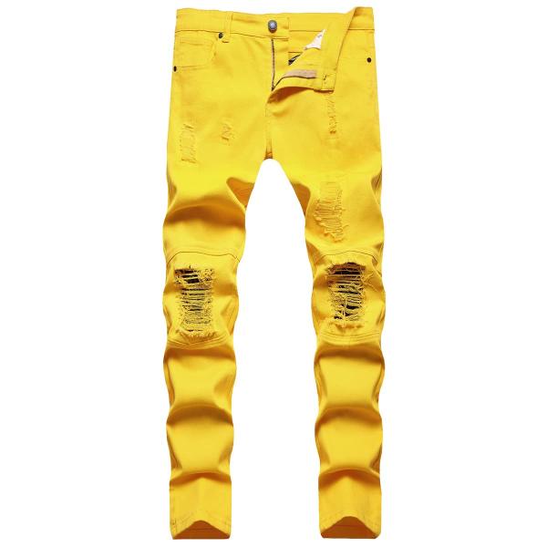 商品名:  WJWLSKB Slim Fit Men's Jeans, Ripped Stretch Jeans Denim Pants (30, 1947 Yellow)ブランド: WJWLSKB商品サイズ: 30高さ: 33.909cm...