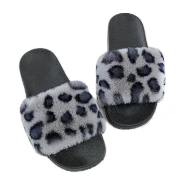 商品名:  Dayiss Women's Fur Fluffy Slides Womens Furry Slippers Open Toe Indoor Outdoor House Casual Flat Shoes Summer Sand...