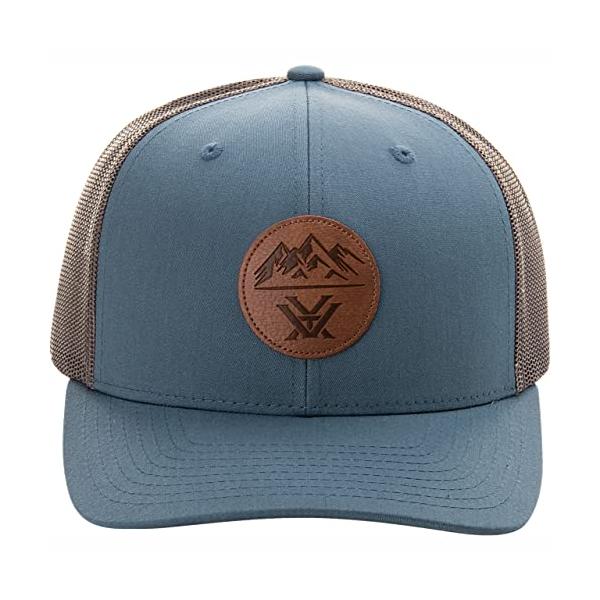 商品名: Vortex Optics Three Peaks パッチスナップバックキャップ, デニムレザーパッチ, One Size Vortex Optics Three Peaks Patch Snap Back Caps (Denim...