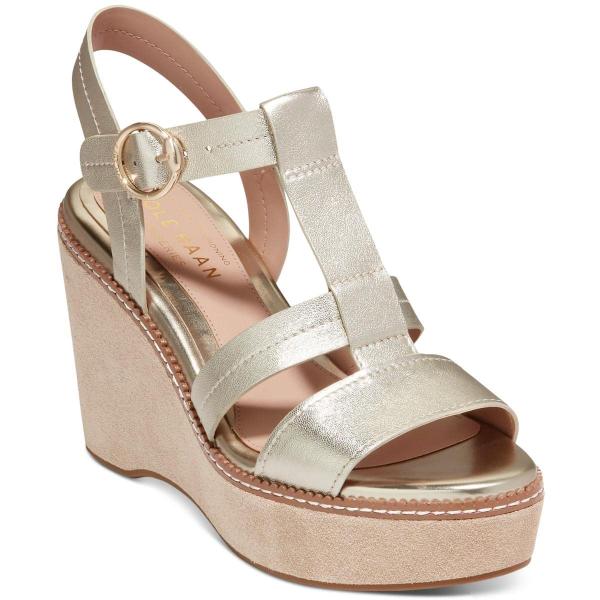 商品名: Cole Haan Cloudfeel オールデイ ウェッジ ハニーレザー アンクルストラップ ヒールサンダル, ゴールドレザー, 10 Cole Haan Cloudfeel All Day Wedge Sandal 75 mm...