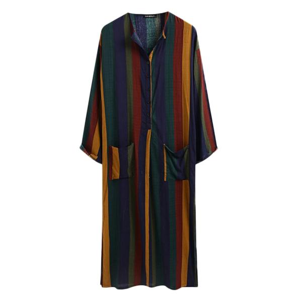 商品名:  LLDYYDS Mens Kurta Henley Shirt Kaftan Thobe Longline T Shirts Long Sleeves Casual Stripes Gown Nightshirts Pajama...