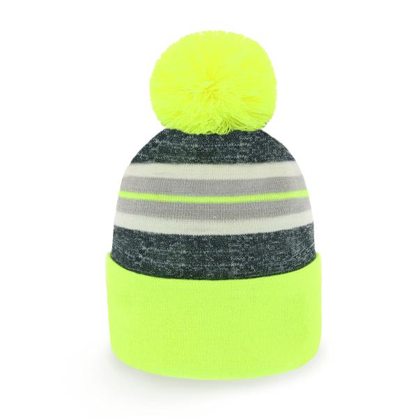 商品名: [CHOK.LIDS] 男女兼-大人 メンズとレデイーズ用無地のストライプビーニーソフトアクリルニットカフ付きビーニーキャップ冬用帽子屋外 ワンサイズ ネオンイエロー CHOK.LIDS Plain Color Stripe Be...