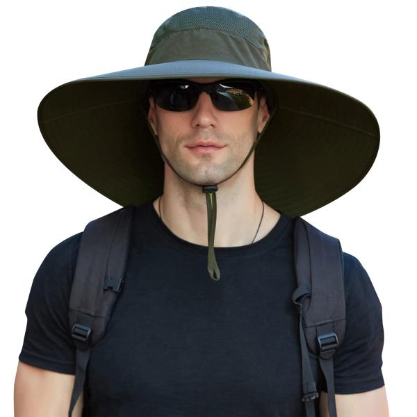 商品名:  HUAMULAN 6" Wide Brim Sun Hat for Men Women UV Protection Ventilated Summer Hats for Fishing Hiking Garden Beachブラ...