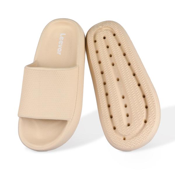 商品名:  Leevar Khaki Cloud Slippers for Women and Men Massage Shower Bathroom Non-Slip Open Toe Cloud Slide Soft Comfy Thi...