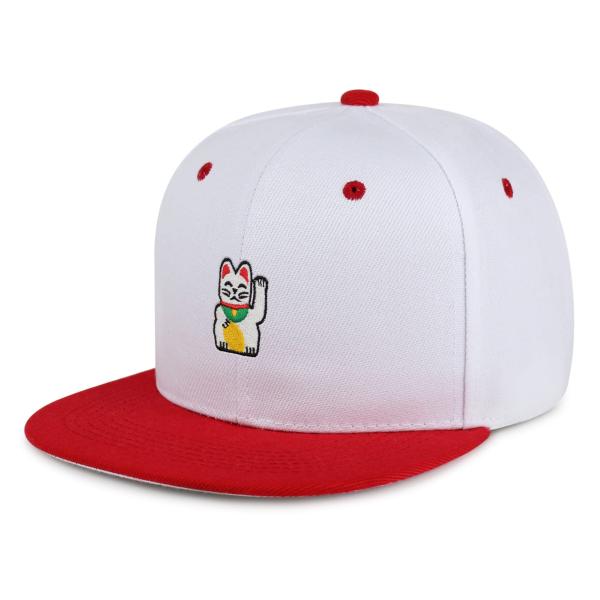 商品名:  Waving Cat Hip-Hop Snapback Hat Embroidered White and Red Two Tone Baseball Cap Japanese Statueブランド: JPAK商品サイズ: On...