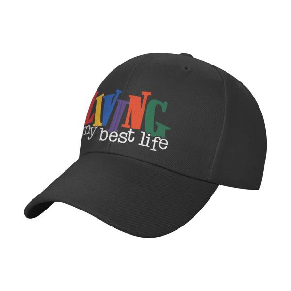 商品名:  Living-My-Best-Life Hats for Men Women Teens Vintage Adjustable Baseball Cap Fitted Trucker Hat Blackブランド: VHALGVN...