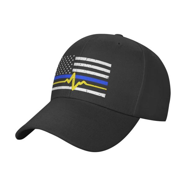 商品名:  VHALGVNBC 911 Dispatcher Thin Blue Gold Line Hats for Men Women Teens Vintage Adjustable Baseball Cap Fitted Truck...
